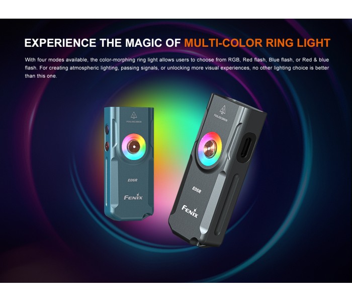 Fenix E06R 700L 3-in-1 Keychain Flashlight With UV Light & Red Laser ...